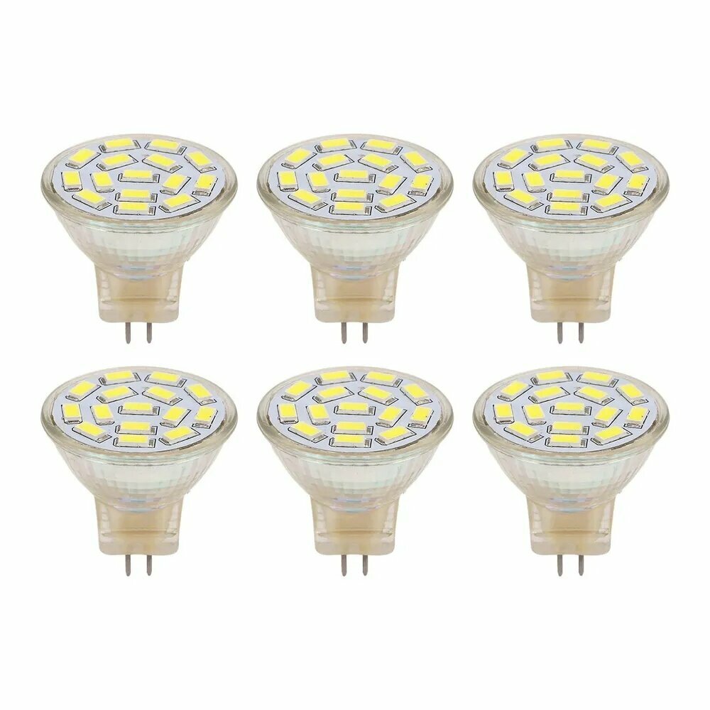 6 светодиодных ламп GU4 270LM MR11 15LED 3W 12V энергосберегающие трековые светильники с белыми бусинами 6000K холодный дневной свет