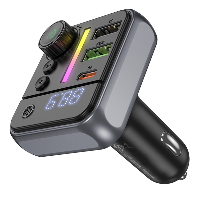 Автомобильный FM-передатчик Bluetooth-совместимый Адаптер MP3-Плеера с Громкой Связью, Двойной Адаптер Для Зарядки USB и USB C