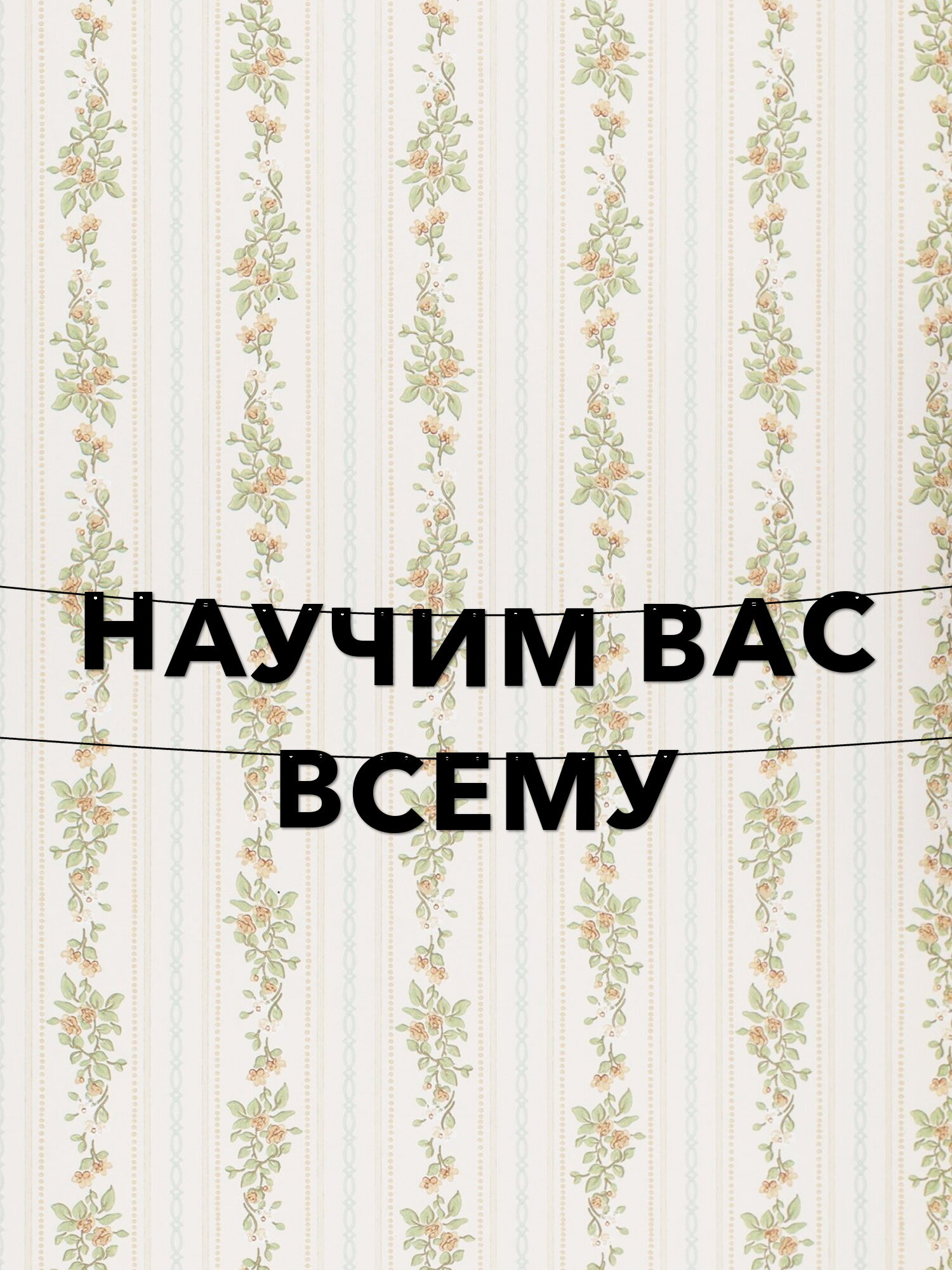 Гирлянда с буквами на веревке - 'Научим Вас всему' для праздника или декора + высота букв 10 см, толщина букв 1 мм, ручная работа