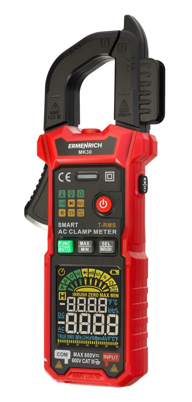 Токоизмерительные клещи Ermenrich "Ping MK30", True RMS, до 6000 измерений