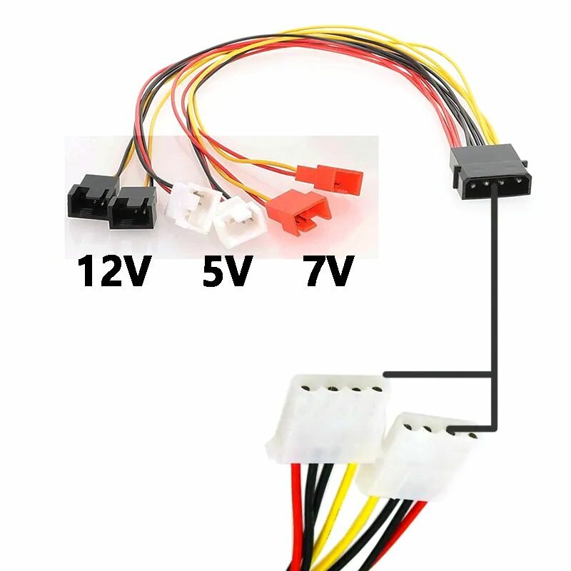 Адаптер питания Molex 4Pin к вентилятору 3Pin/4Pin 12V 7V 5V