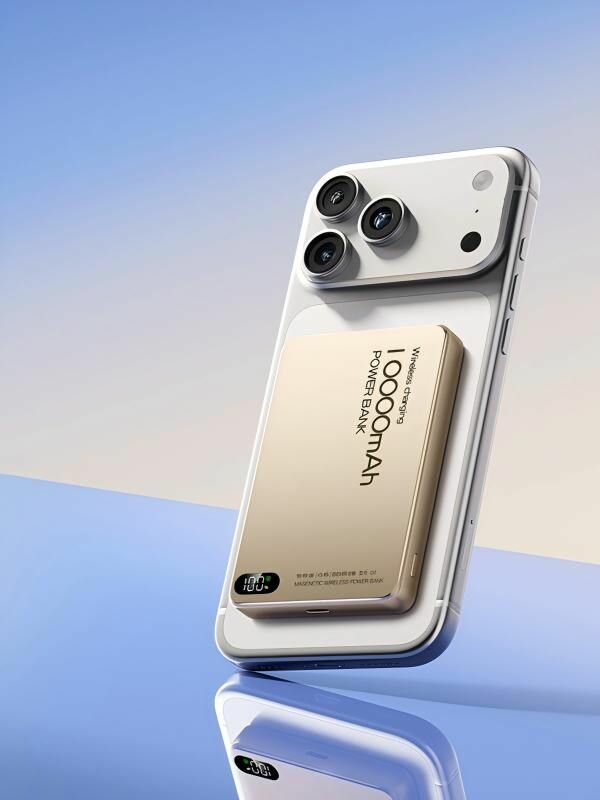 Магнитный внешний аккумулятор 5000 / 10000 мАч MagSafe, ультратонкий 1 см, 15W беспроводная быстрая зарядка, N52 сильный магнит, лёгкий 128 г, не закрывает камеру, AI защита, компактный аккумулятор