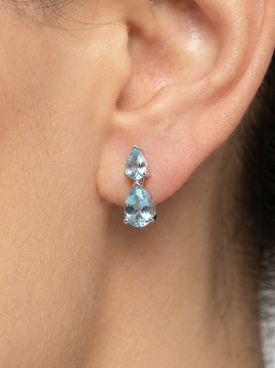 Серьги пусеты ESBILY, серебро, 925 проба, родирование