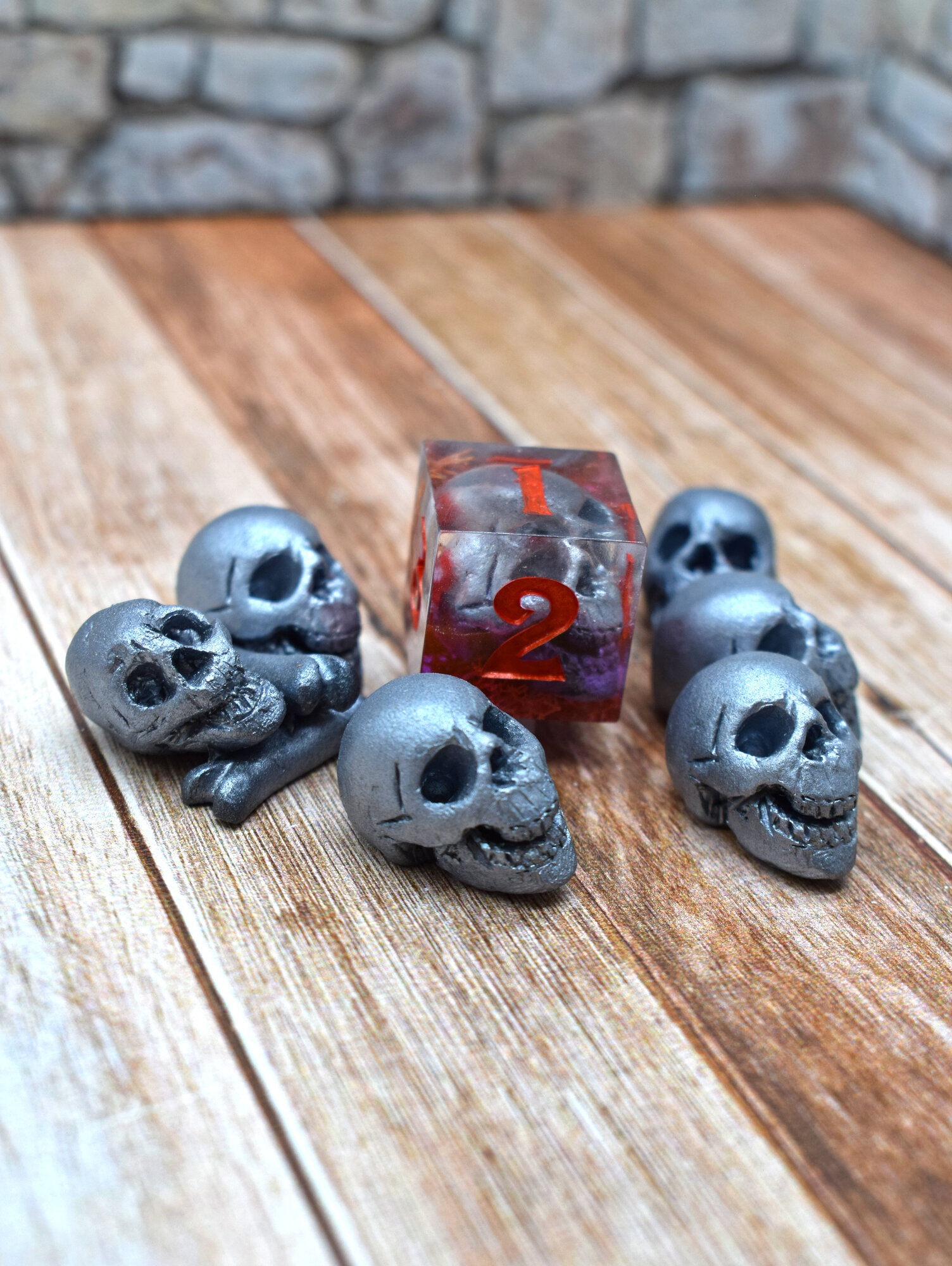 Silver Scull D6 Д6 Дайс для ДнД, кости, кубики, ручной работы (DnD, Dungeons and Dragons