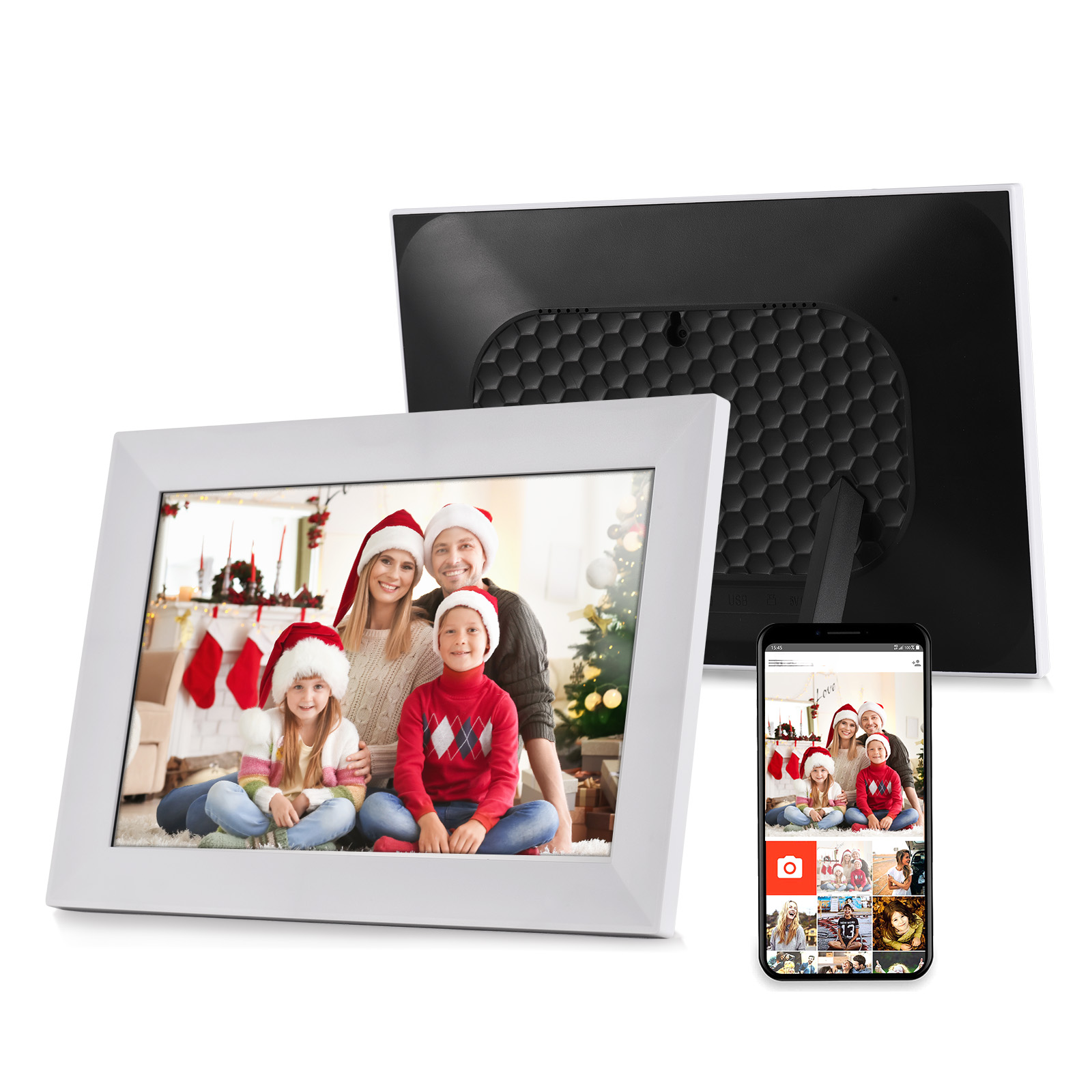 10.1 Inch WiFi Digital Photo Frame Built-in 16GB Memory Smart Digital Picture Frame LCD Touch Panel Auto Rotation APP Sharing Birthday Festival Christmas Gift for Family Friends Black/White 1280*800 16:10 MPEG-1 MPEG-2 MPEG-4 H.263 H.264 VC1 MP3 WMA AAC