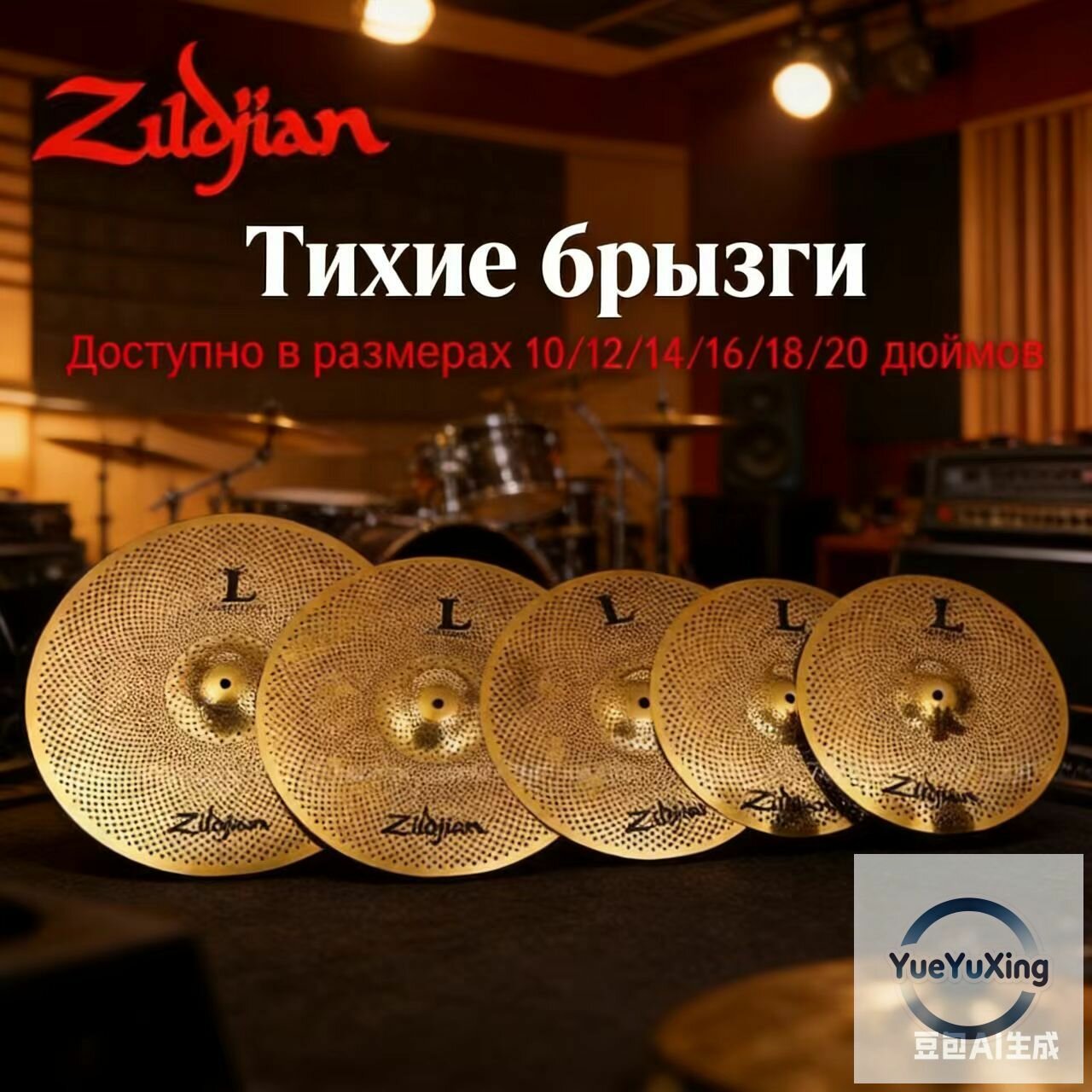 14.14.16.18.20." Китайская тарелка China Crash (эффект, тренировочная, антишумовая) для ударной установки