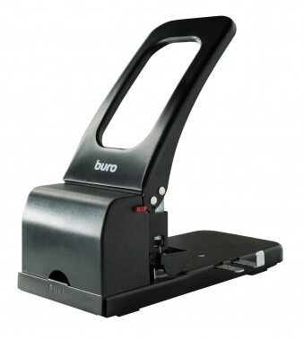 Дырокол Buro Force максимум: 100 листов, металл черный, отверстий: 2 с линейкой