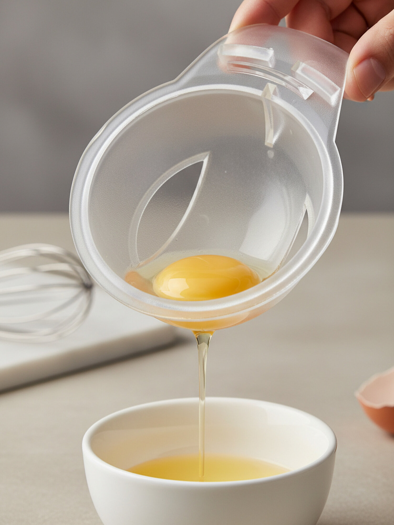 Сепаратор для яиц Мультидом МП76-12, пластиковый отделитель белка от желтка, прозрачный кухонный аксессуар для готовки