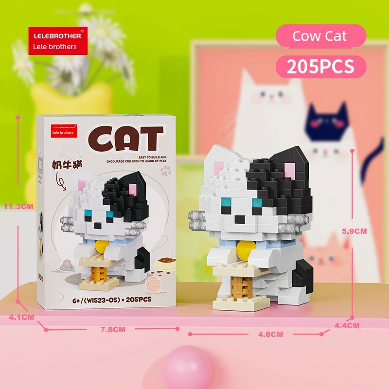 Фигурка кошки с рисунком коровы 3D строительные блоки обучающая игрушка для детей настольный декор подарок
