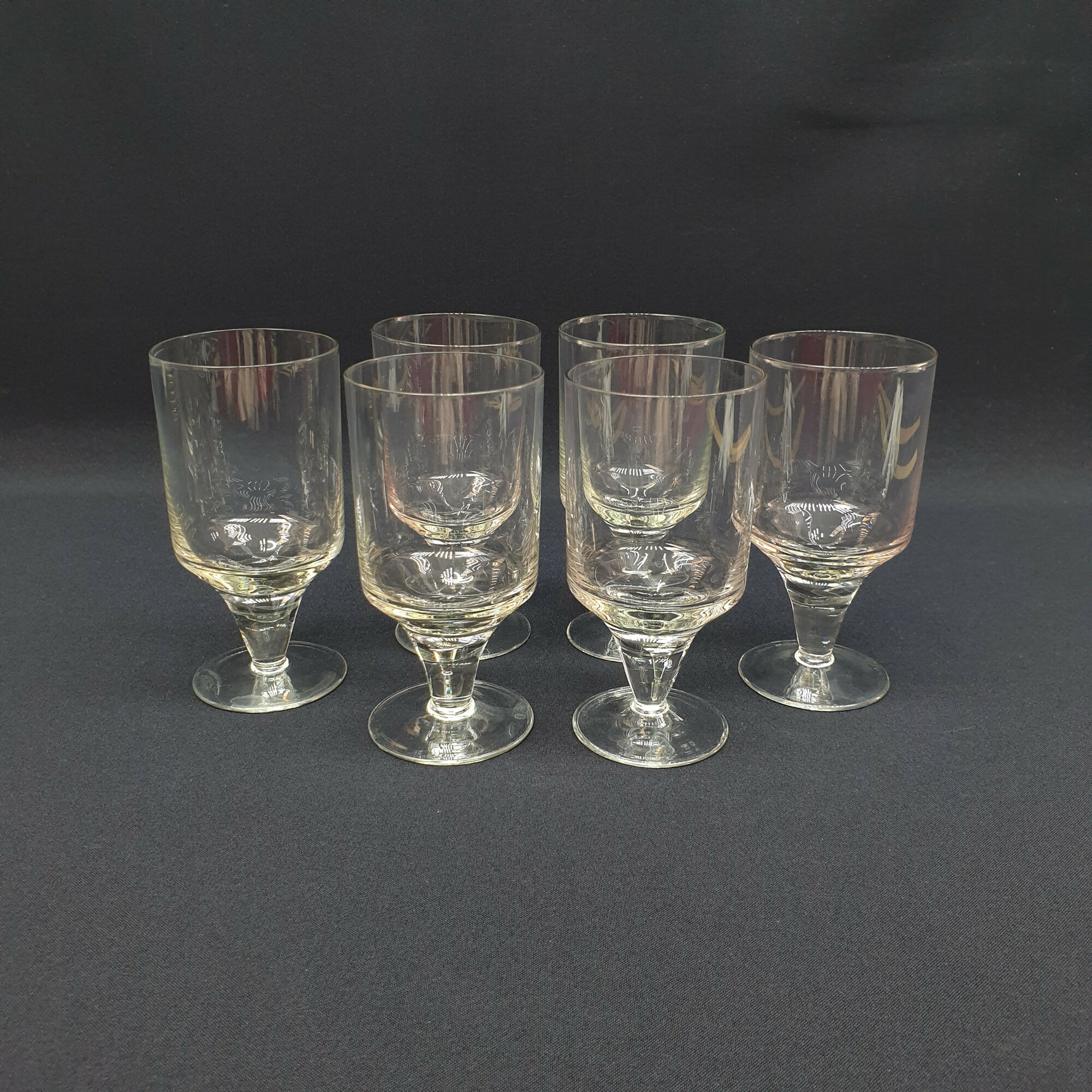 Винтажный набор из 6 бокалов фужеров, стекло 240 мл ,13 см, СССР