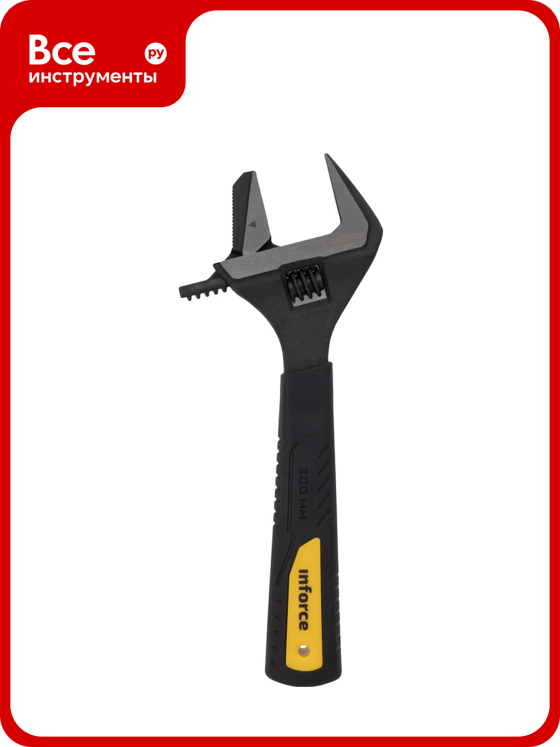 Разводной ключ 2 в 1 200мм Inforce 06-05-92 из CrV с фосфатированным покрытием и чехлом на рукоятке