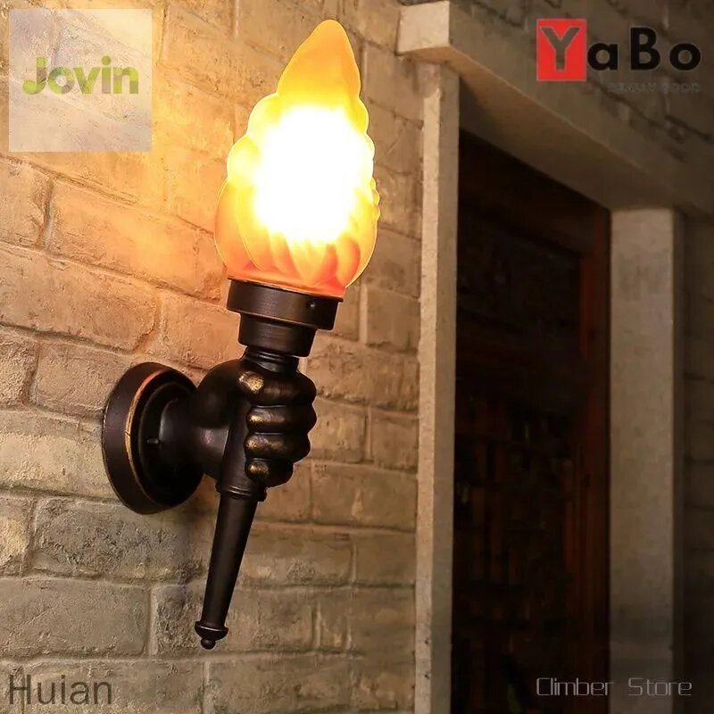 Настенный светодиодный светильник факел, LED, 1 шт, черный/бронза/медь, теплый белый свет