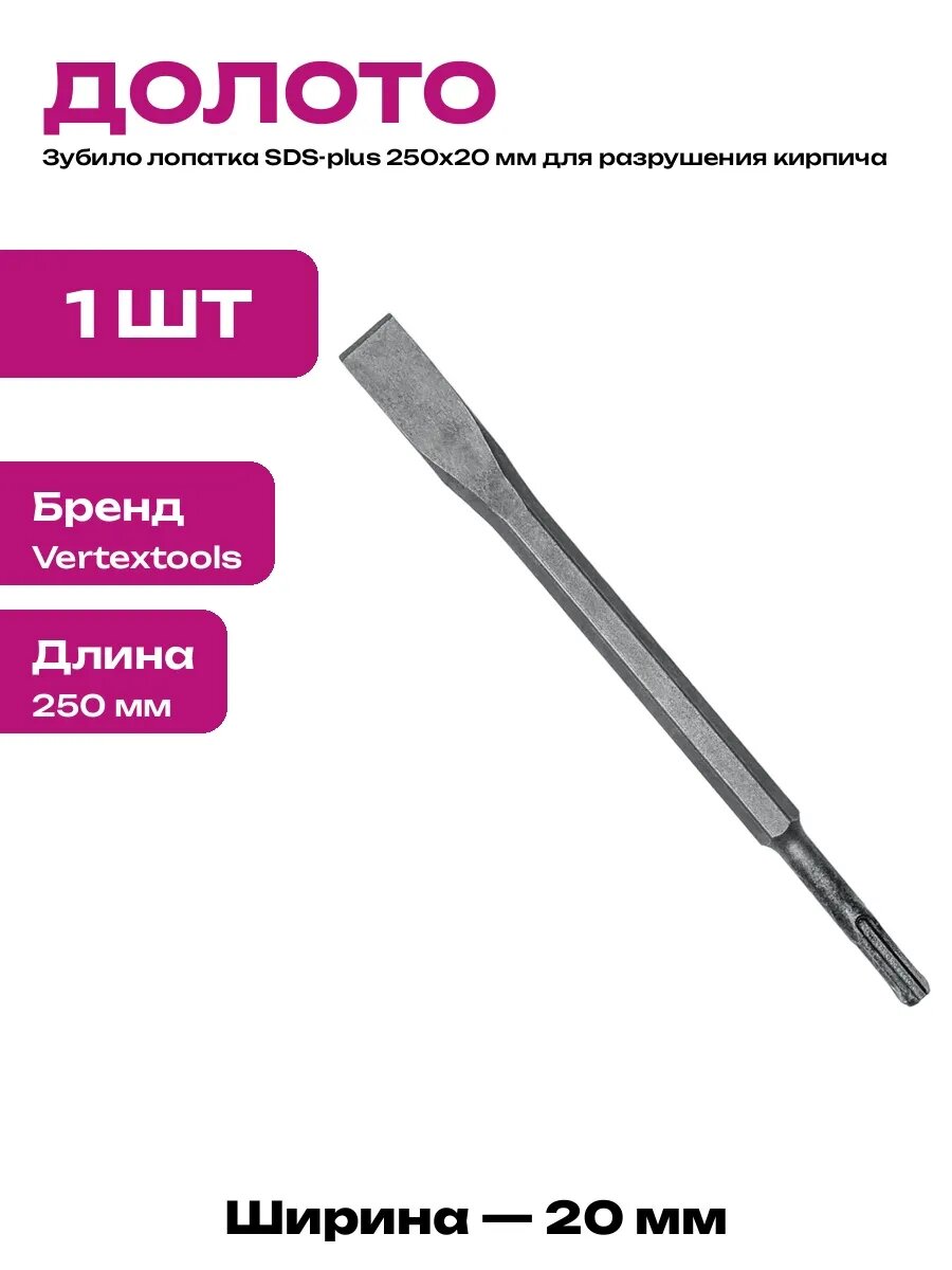 Зубило лопаточное SDS-plus 14х250х20 мм для бетона и камня