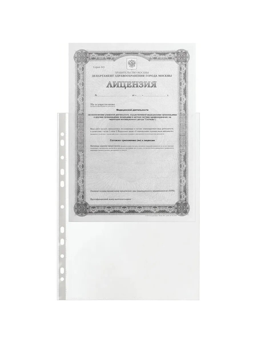 Прочный файл-вкладыш для документов A4, 100 шт.