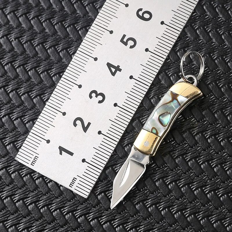 Складной мини-нож из нержавеющей стали с дамасской сталью, ручной работы, для использования на улице, с кольцом для