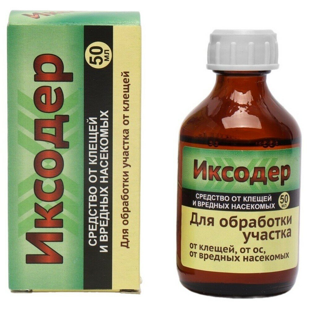 Средство Ваше хозяйство Иксодер, для защиты участка от клещей, насекомых, 1 шт, 50мл
