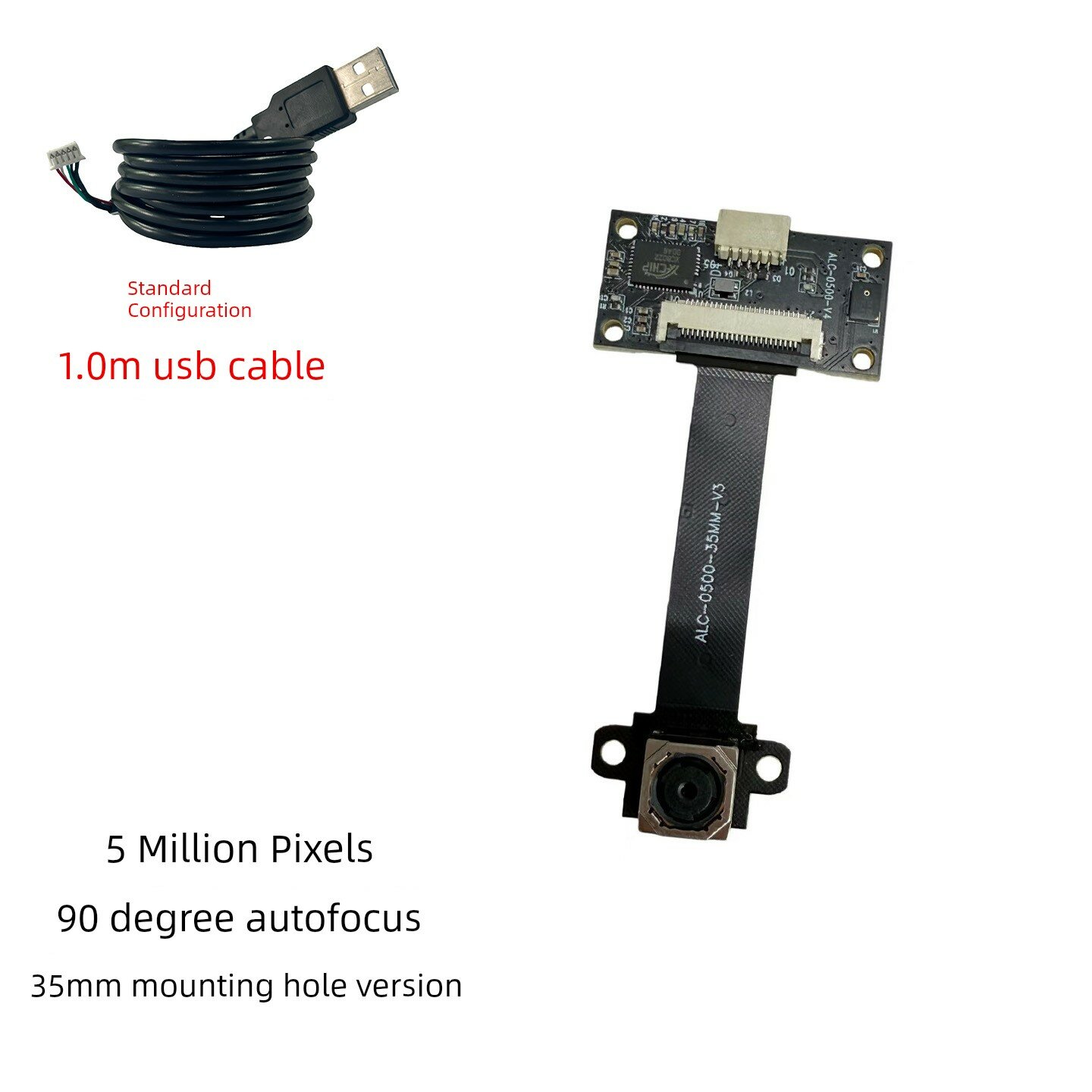 Модуль USB камеры OV5693 с автофокусом 90° и коротким кабелем 35MM для робототехники, 1080P HD