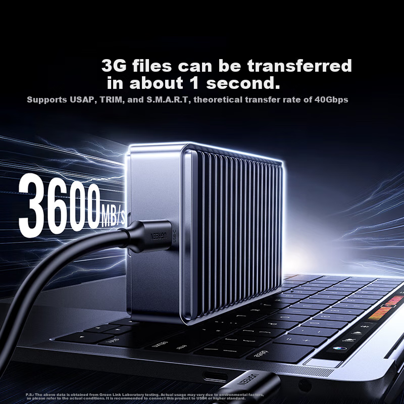UGREEN USB4 M.2 NVMe внешний корпус для SSD, 40 Гбит/с со скоростью совместимости с Thunderbolt 3/4 Цвет：Двойной