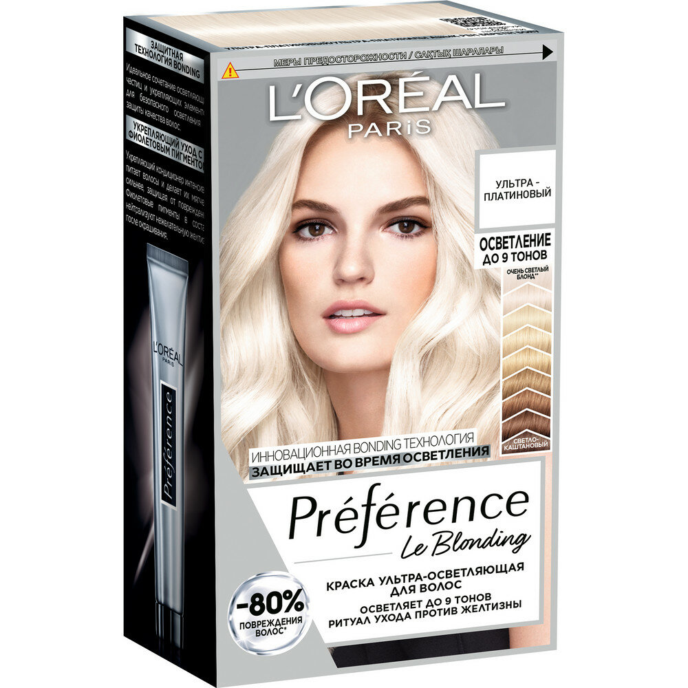 Осветлитель для волос L'Oreal Paris Preference, тон: ультра-платиновый, 180мл