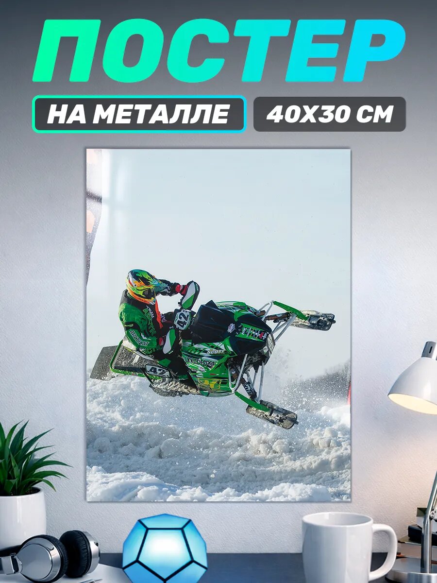 Постер на стену на металле Снегоход
