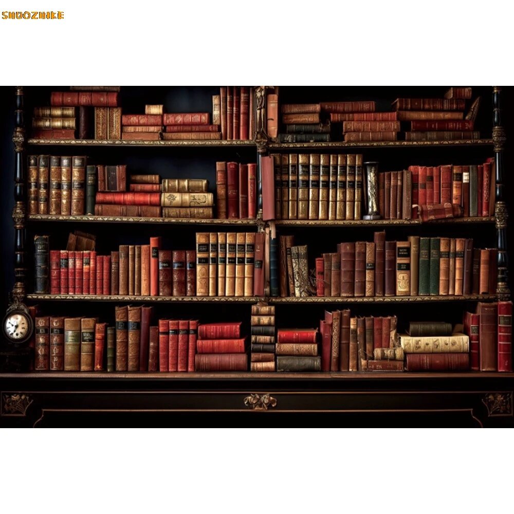 Фотофон винтажный книжный шкаф 90x60см, цвет MX5030