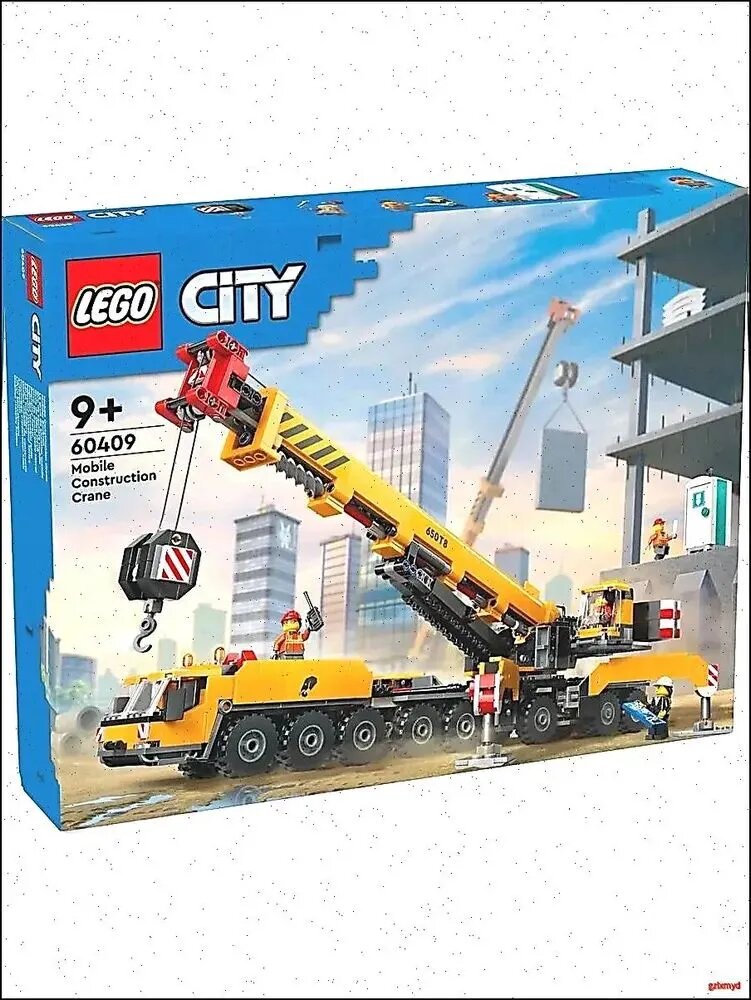 Конструктор LEGO City Желтый передвижной строительный кран, 1116 деталей, возраст от 9+, 60409