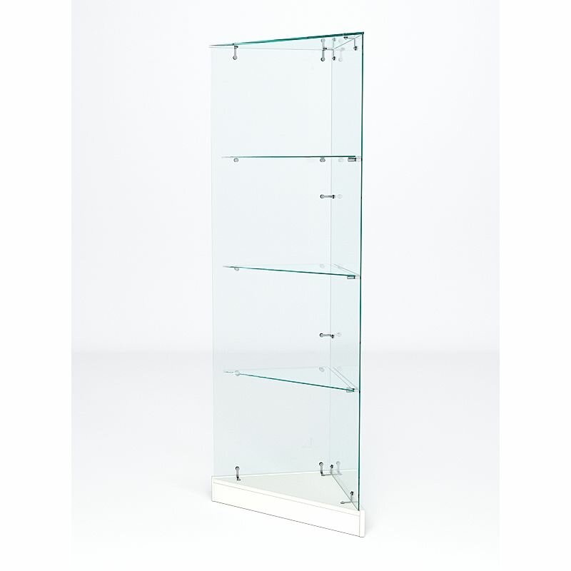 Витрина стеклянная "истра" угловая №2ХП-У трехгранная (без дверок, бока - стекло), Белый