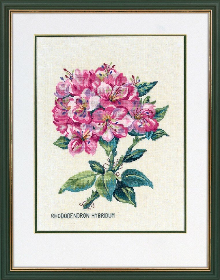 Набор для вышивания Eva Rosenstand #12-895 Rhododendron, pink (Рододендрон, розовый), Счетный крест, 35 х 45 см
