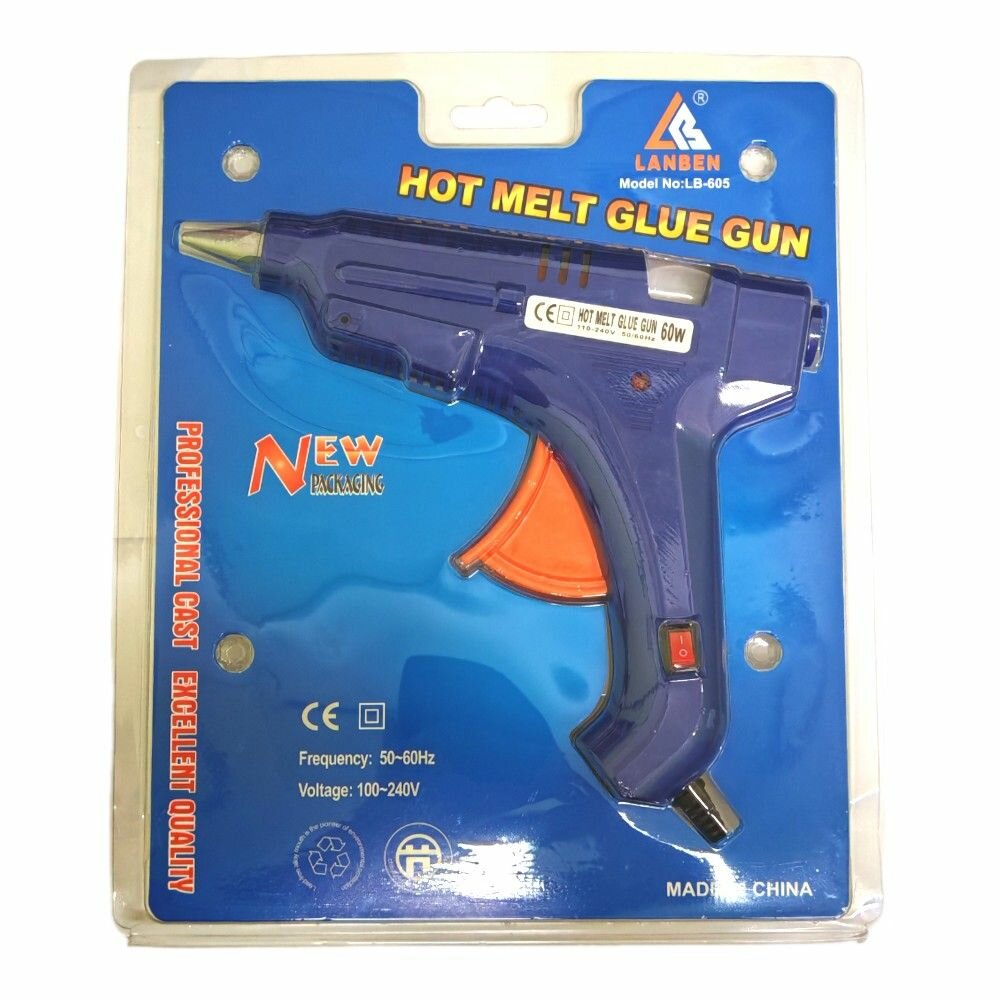 Клеевой пистолет Egoist мощность 60 Вт, диаметр клеевого стержня 1,1 см, 2 стержня в комплекте (SV-6-2blue)