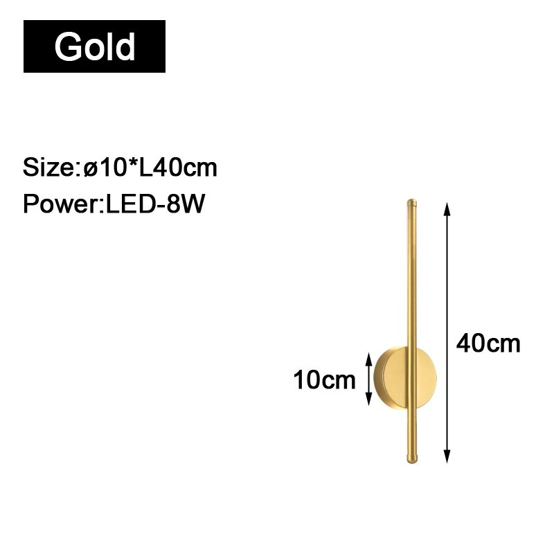 LED настенные светильники MANGDAL черный золото Cool White, Gold 400mm, With EU Plug