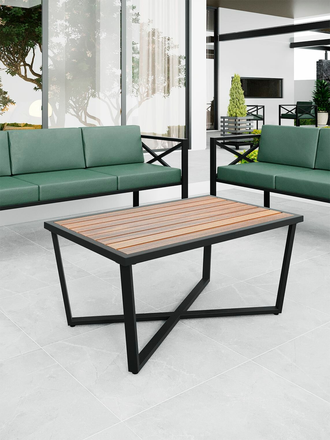 Стол уличный, садовый Ривьера 102х65х47 см, Палисандр+черный