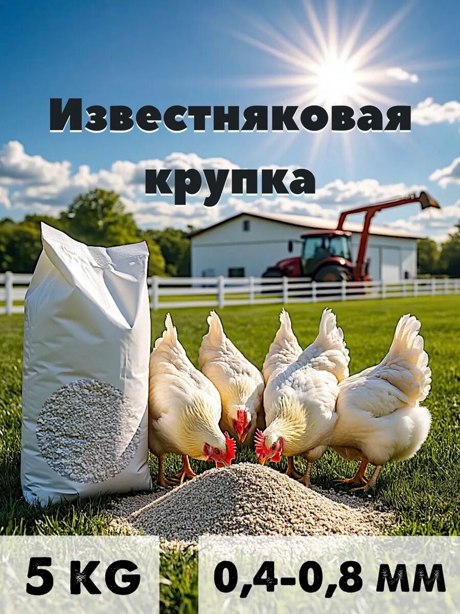 Известняковая крупка для птиц, витамины 5 кг фракция 0,4-0,8