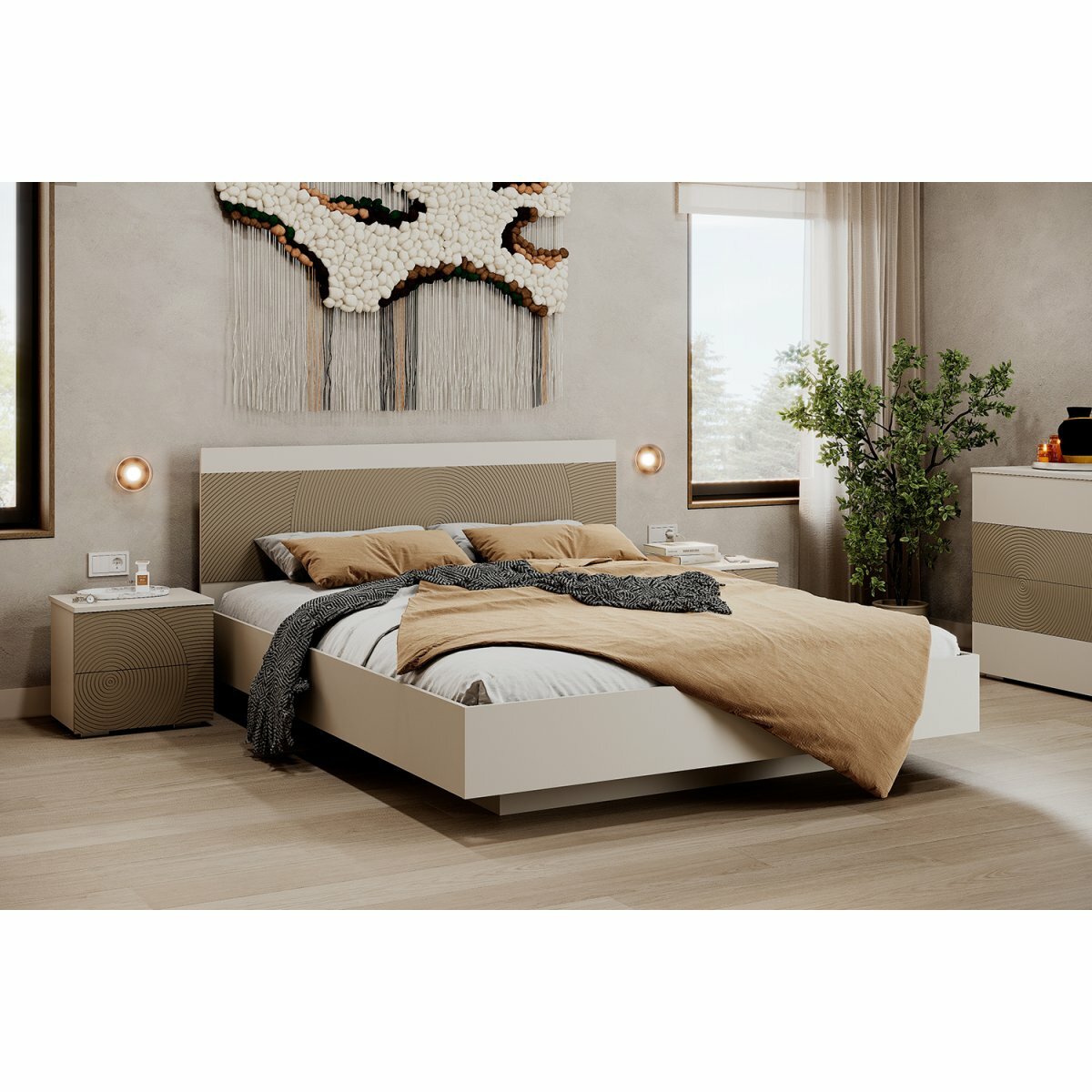 Кровать "Атлантис" 1,6*2,0 м с основанием ЛДСП - Кашемир/матовая Флан