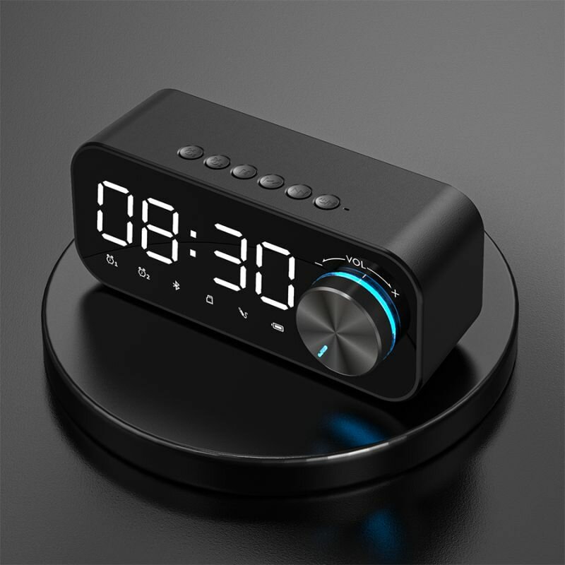 Динамик Bluetooth, будильник, ночник, черный
