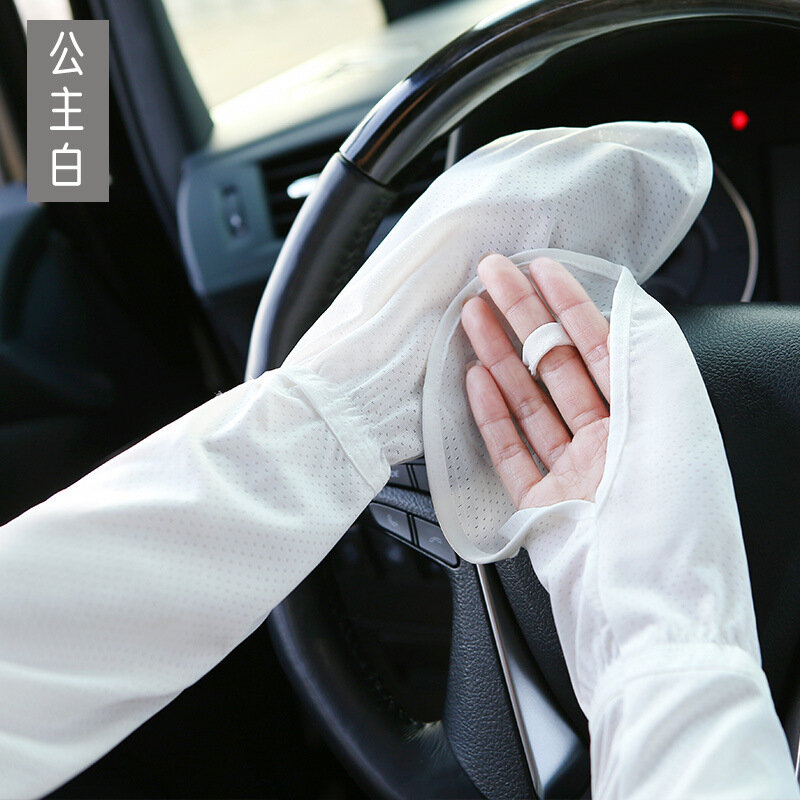 Женские солнцезащитные рукава, защита от ультрафиолета, летние удлиненные нарукавники, без пальцев, тонкие, для вождения, езды на велосипеде, перчатки из ледяного шелка.