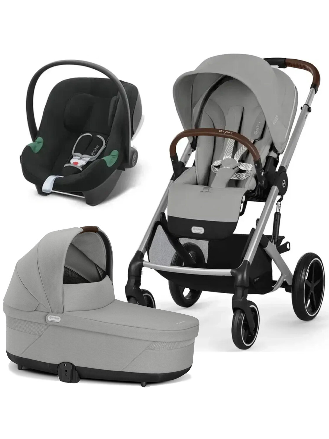 Коляска 3 в 1 Cybex Balios S Lux New SLV Stone Grey с дождевиком