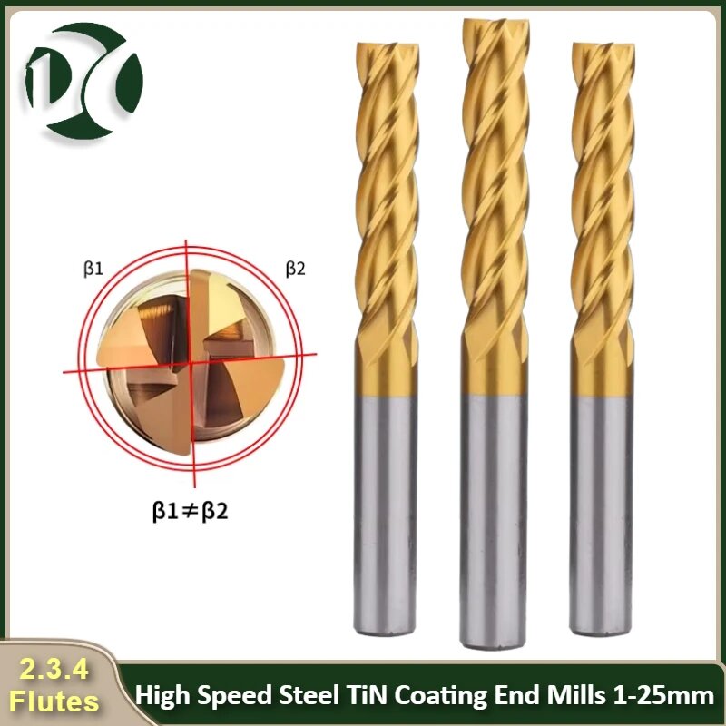 Концевые фрезы HSS TiN, для металла, DC Tool Store, 1-25 мм, 4 зуба 2F, 3mm