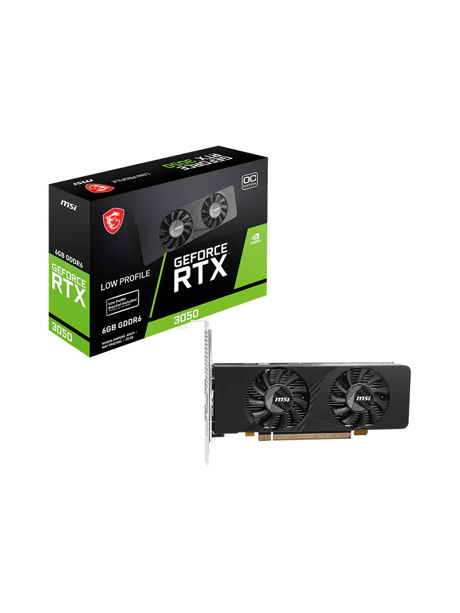 Видеокарта MSI nVidia GeForce RTX 3050 LP E 6G OC (6Gb, GDDR6, 96bit, DP+2xHDMI, RTL) (RTX 3050 LP E 6G OC)