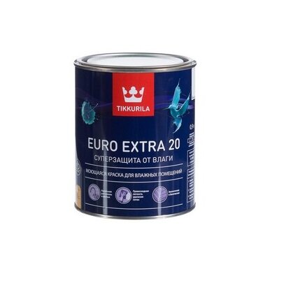 Краска Tikkurila Euro Extra-20, база С, объем 0.9 л, моющаяся, для влажных помещений 700001108
