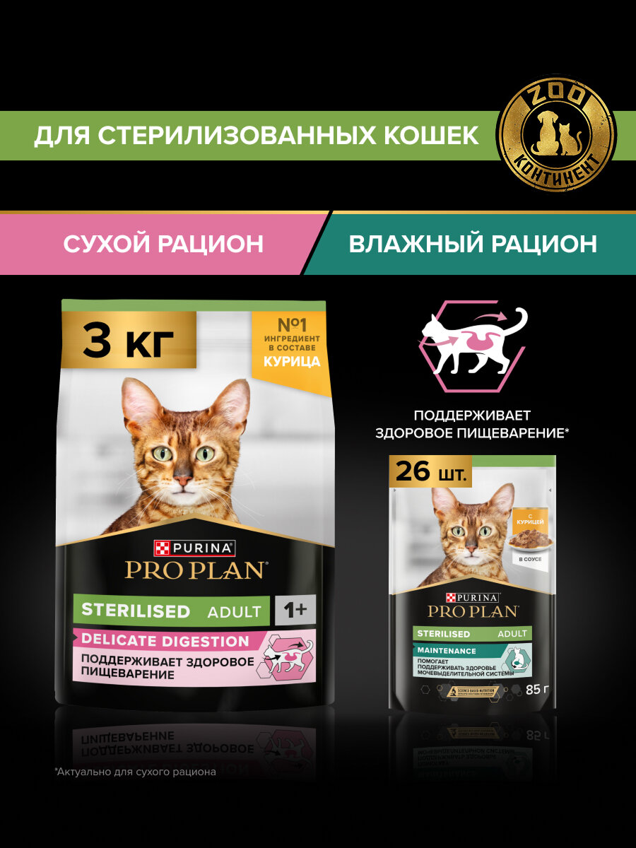 Сухой и влажный корм Pro Plan для стерилизованных кошек