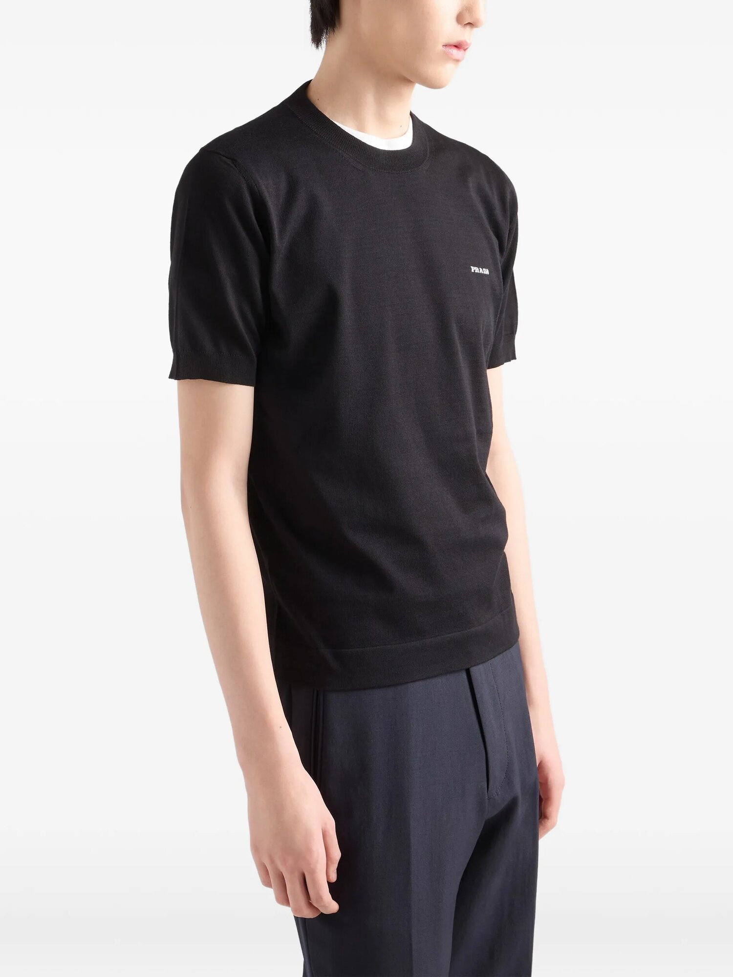 Свитер Prada Cotton crew-neck sweater, размер 48, , black/black — фото 1