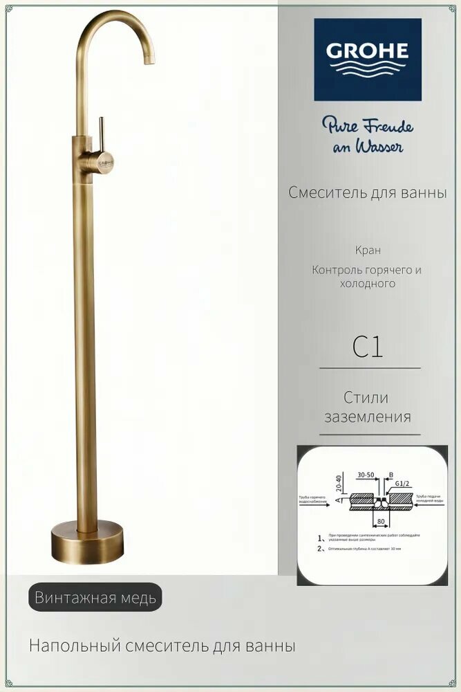 GROHE-Напольный смеситель для ванны