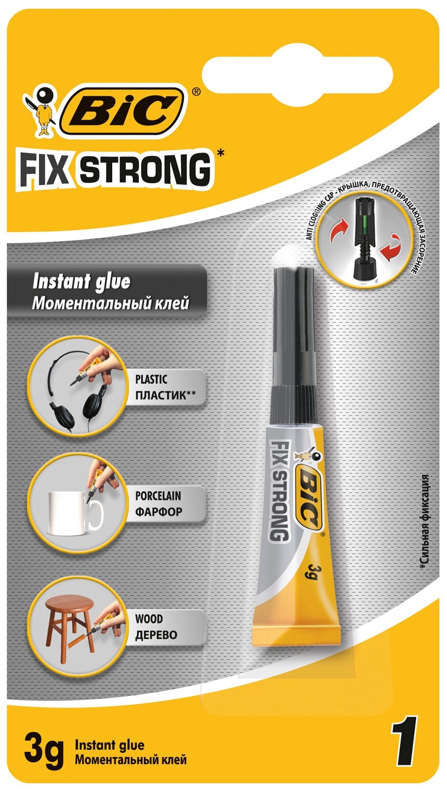 Клей момент. FIX STRONG 3Г BIC 4 шт.