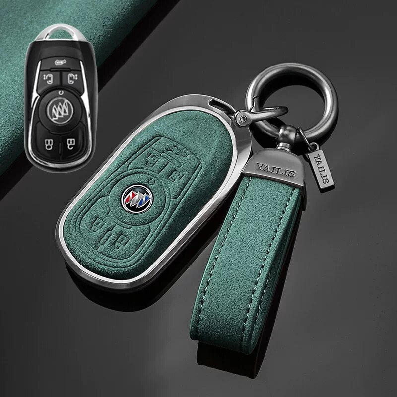 Ключевой брелок для Buick A-модели (6 кнопок - электрическая дверь) бронзовый алюминий с темно-зеленой шерстяной