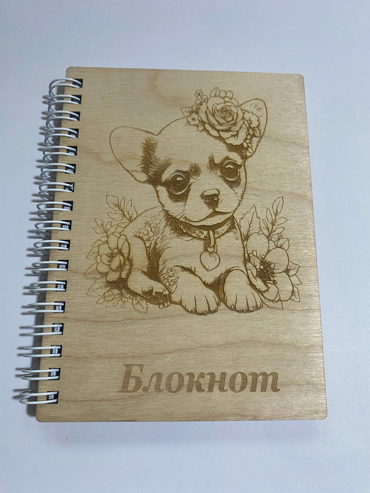 Блокнот "A6", в клетку, деревянный, с гравировкой, 138 г, 60 л