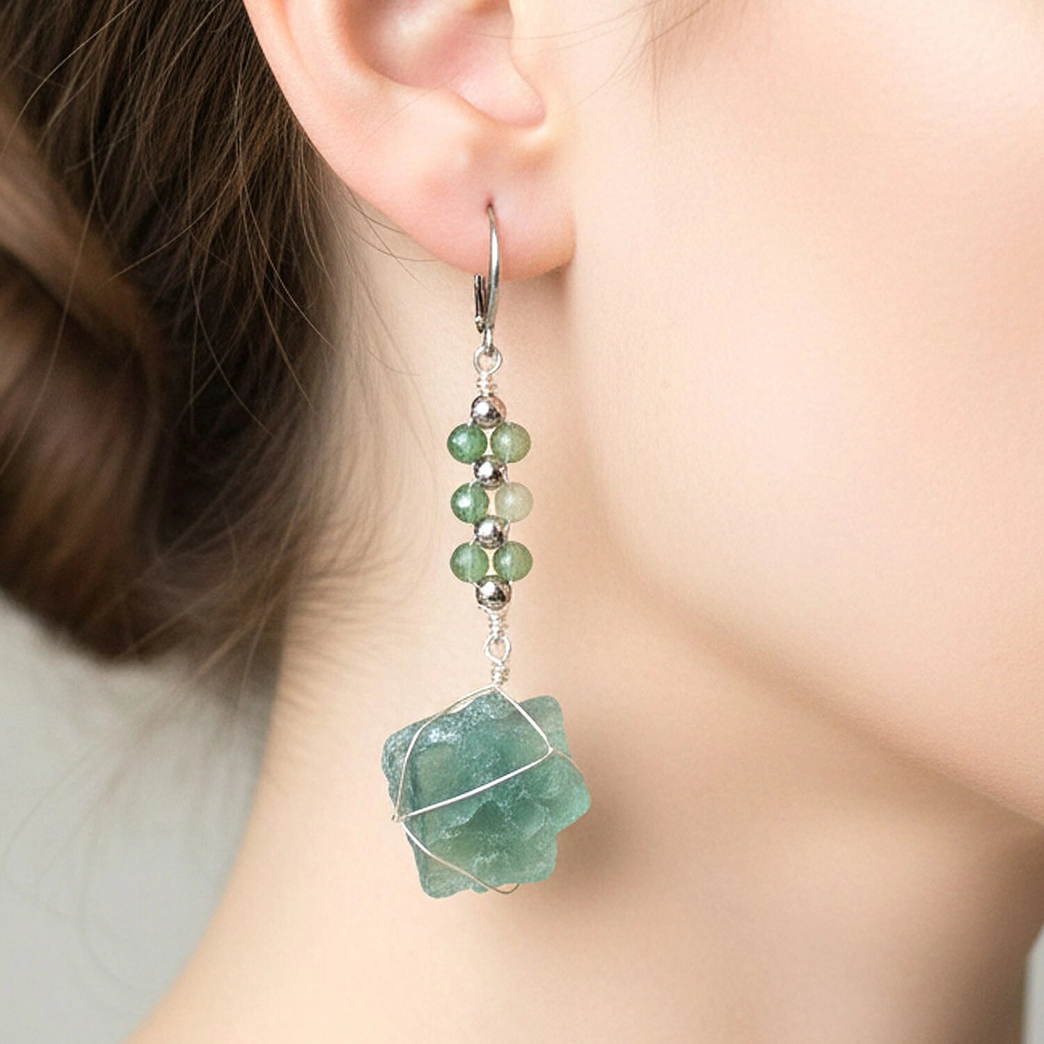 Серьги, флюорит