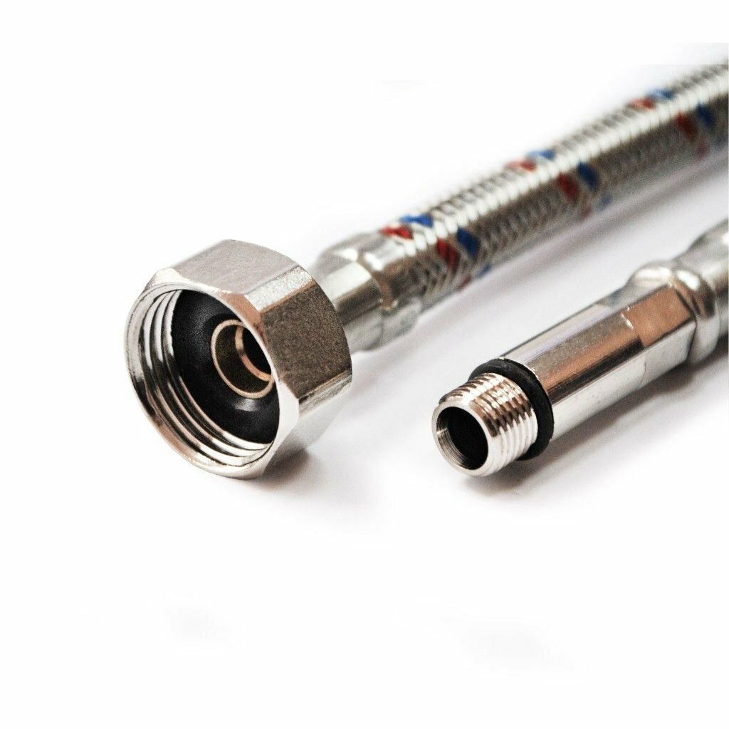 Подводка для воды Valfex М10-1/2 дюйма 0.3 м, пара, нержавеющая сталь, для смесителя, горячей и холодной воды