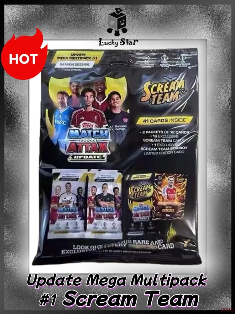Topps, Match Attax 2025/26 Update Mega Multipack #1 Scream Team UEFA клубные турниры (41 карточка)