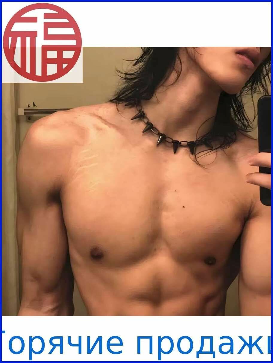 Мужской кожаный ошейник с шипами — кельтский чокер в стиле панк с металлическими заклепками, винтажный готический аксессуар