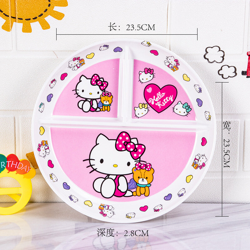Столовая тарелка для семейного обеда Hello Kitty, милая миска, мультяшный детский набор посуды, миска для риса, тарелка для овощей.